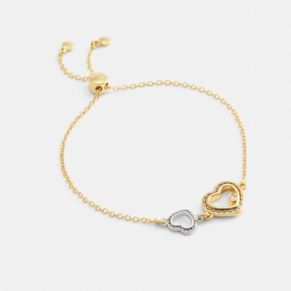 Double Stitched Hearts Slider Bracelet GOLD/SILVER