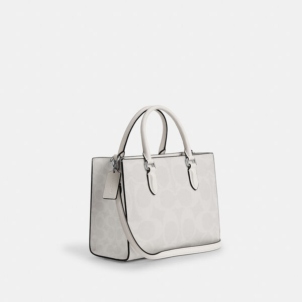 Maggie Small Tote Bag In Signature Canvas WHITE/CHALK