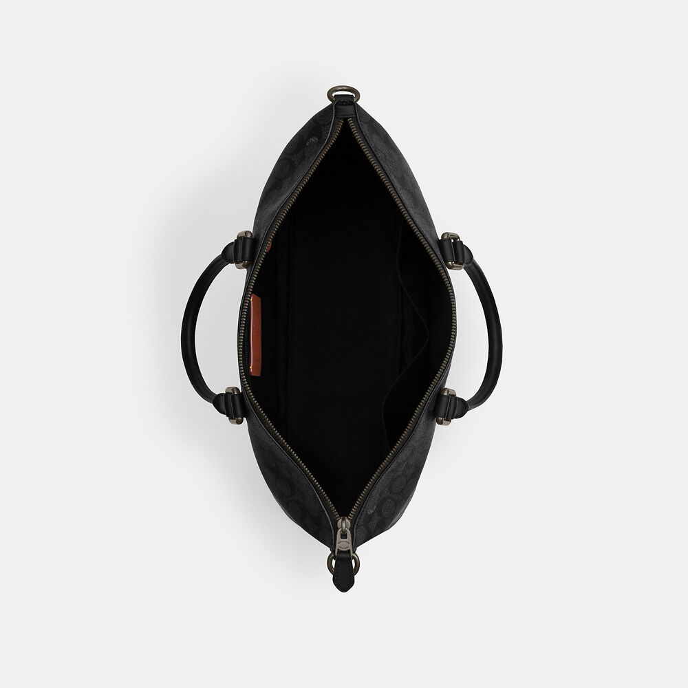 Caleb Work Bag In Signature Canvas QB/CHARCOAL/BLACK