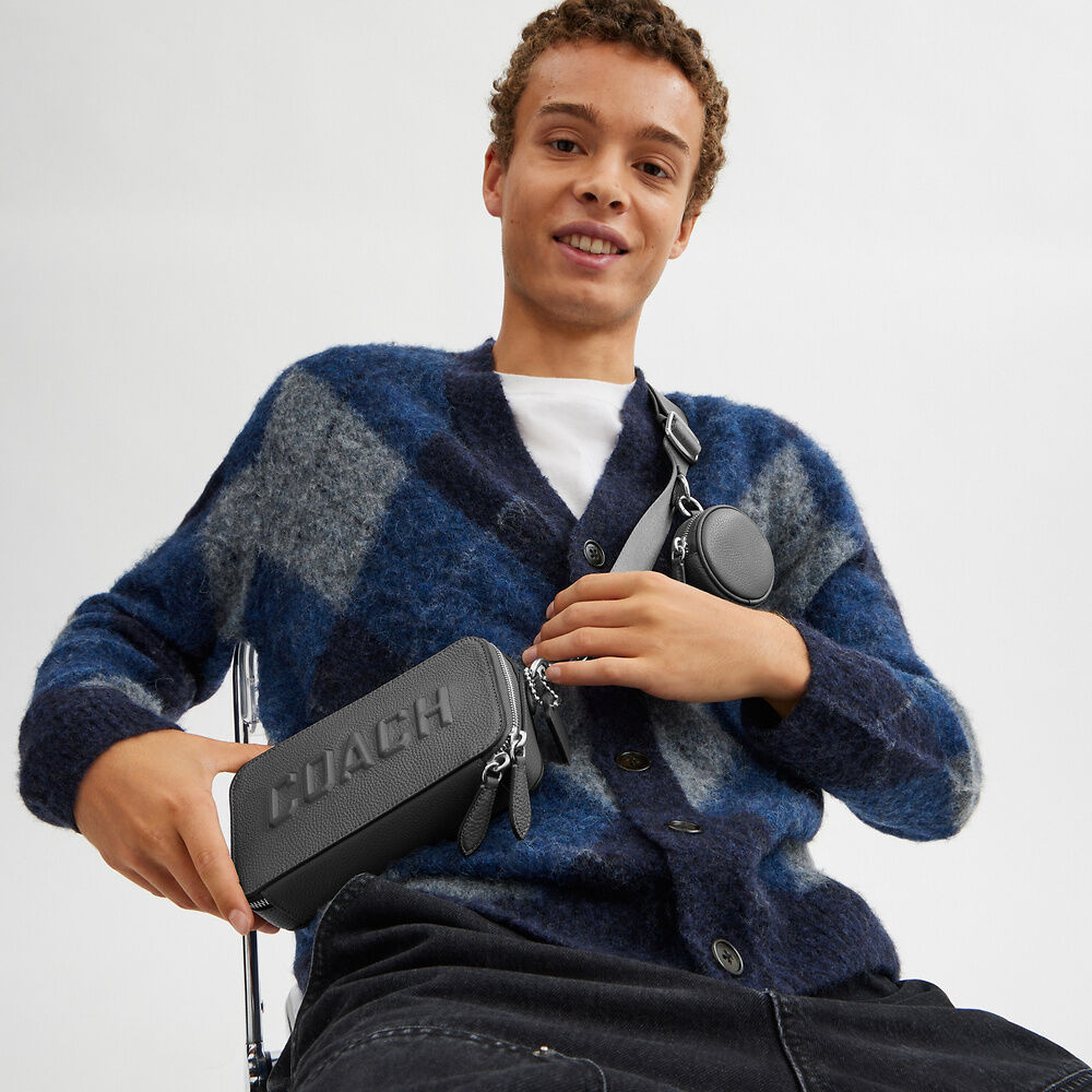 Charter Slim Crossbody With Coach Graphic CHARCOAL