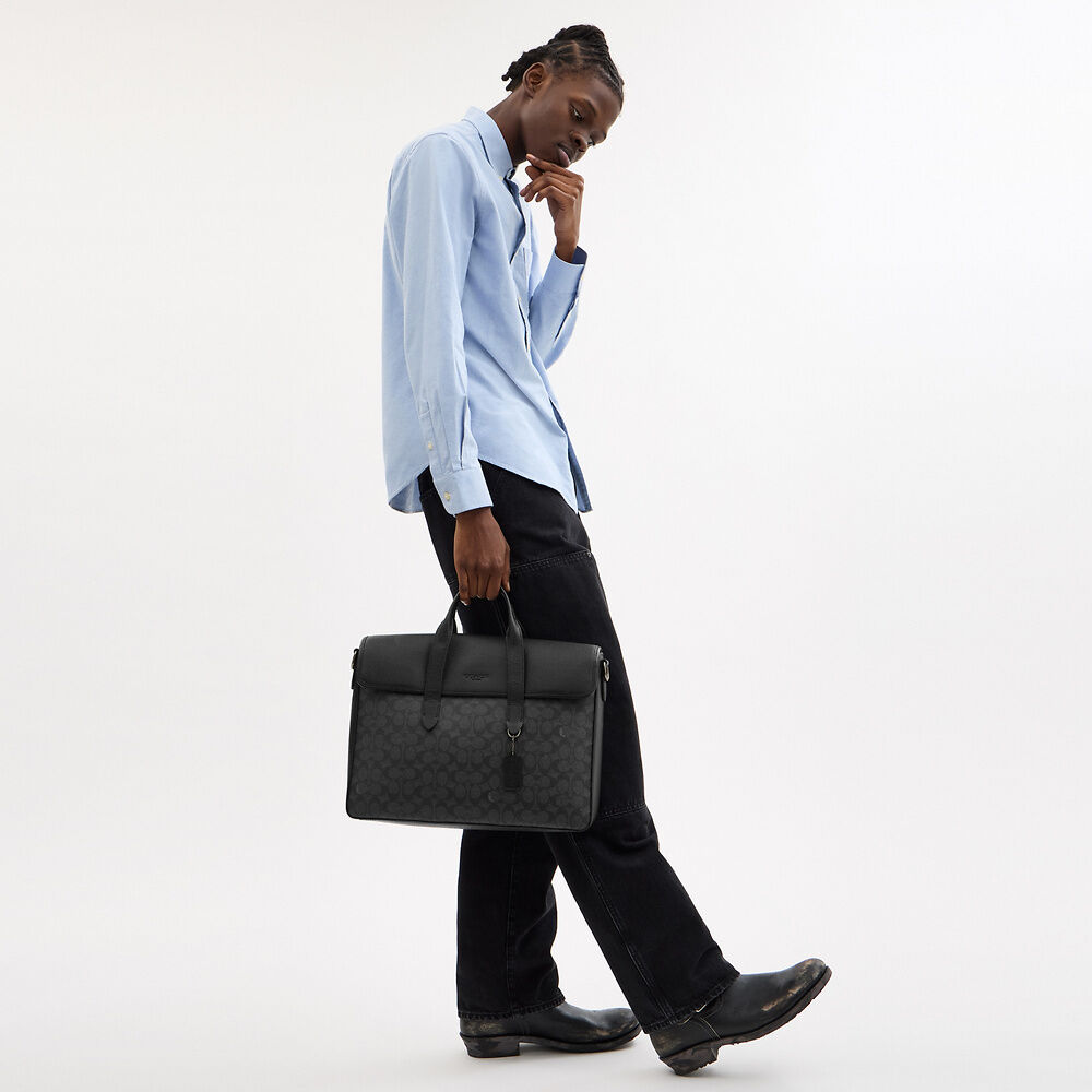 Sullivan Portfolio Brief In Signature Canvas QB/CHARCOAL/BLACK