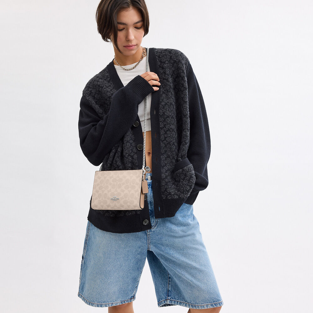 Slim Crossbody Bag In Signature Canvas SAND/TAUPE