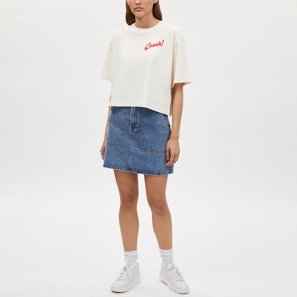 Boardwalk Cropped T-Shirt In Organic Cotton CREAM