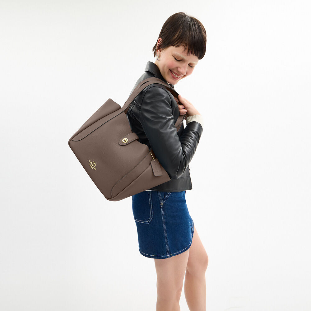 Hadley Turnlock Tote Bag IM/DARK STONE